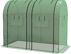 Zahradní skleník Outsunny - robustní skleník se 4 rolovacími dveřmi a 2 UV-ochrannými zipovými dveřmi pro pěstování rostlin, květin a rajčat na terase