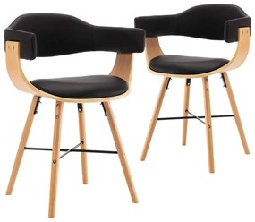 Petromila Jídelní židle 2 ks černé umělá kůže a ohýbané dřevo