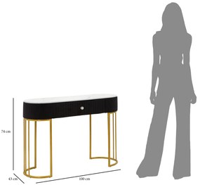 Obdélníkový noční stolek Mauro Ferretti Tagarda, 100x43x74 cm, černá/zlatá