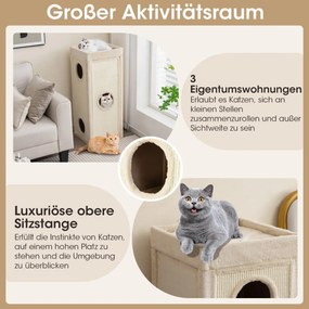 Costway 4 škrabací barel s 3 kočičími jeskyněmi a polštáři. Škrabadlo pro kočky