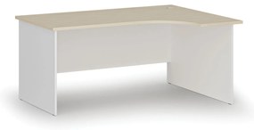 Rohový kancelářský psací stůl PRIMO WHITE, 160x120 cm, pravý, bílá/bříza