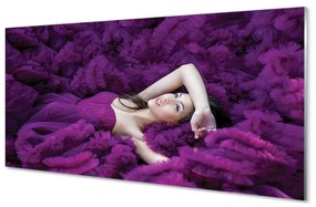 Obraz na skle Žena purple 100x50cm