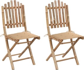 vidaXL Skládací zahradní židle s poduškami 2 ks bambus [3063997] Barva: Béžová