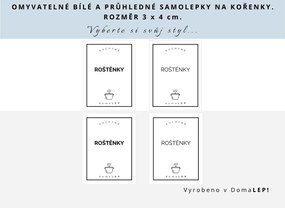 ROŠTĚNKY - Samolepka na kořenky 3 x 4 cm - DomaLEP varianta: BÍLÁ - tučné písmo