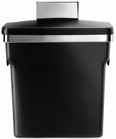 Vestavný koš 10 l, chromovaná ocel/plastové vědro, černá