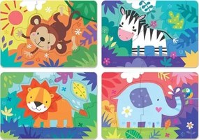 EDUCA Moje první puzzle Zvířátka z divočiny 4v1 / (5  6  7  8 dílků) /