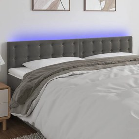 Čelo postele s LED tmavě šedé 180x5x78/88 cm samet 3122107