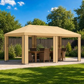 Zahradní altán 6 x 3 m Krémová Polyester a ocel 190 gsm 3376008