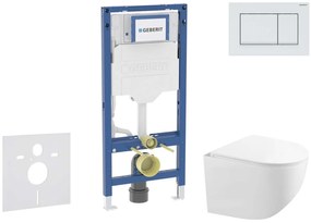 Geberit Duofix - Set předstěnové instalace, kompaktního klozetu Gaia a sedátka softclose, tlačítko Sigma20, bílá/bílá mat SANI11CA3149B