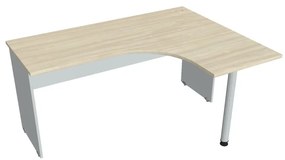 Stůl ergo levý 160*120 cm - Hobis Gate GE 60 L Dekor stolové desky: akát, Dekor lamino podnože: šedá, Barva nohy: stříbrná