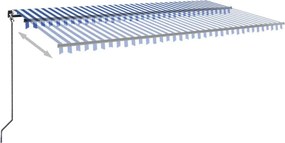 Ručně zatahovací markýza s LED světlem 600 x 300 cm modrobílá 3069161