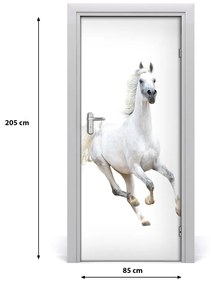 Samolepící fototapeta na dveře Bílý kůň ve cvalu 85x205 cm