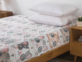 XPOSE® Mikroplyšové prostěradlo ROZTOMILÉ KOČKY Exclusive (svítící efekt) 180x200 cm