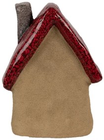 Keramický domeček na svíčku s červenou střechou a srdcem Sevrin II – 12x9x16 cm