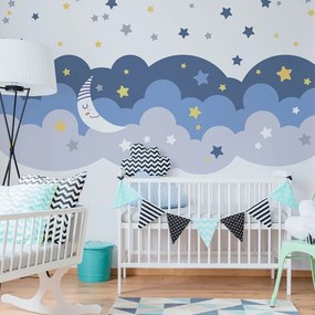 Nástěnná samolepka Ambiance Scandinavian Clouds With Stars And Moon