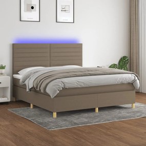Box spring postel s matrací a LED taupe 180x200 cm textil 3135537