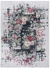 Dywany Łuszczów, Kusový koberec ANDRE Flowers 1816D, 160x220, černobílá, chodba / předsíň