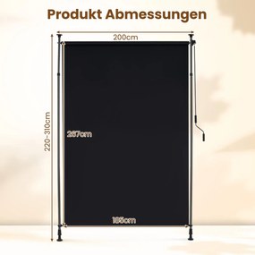 Costway Vertikální markýza Venkovní Vertikální markýza 200 x 220-310 cm Výškově
