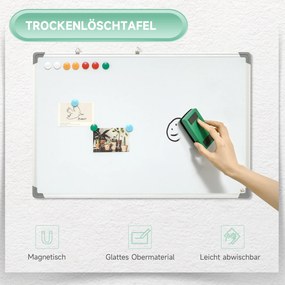HOMCOM Magnetická tabule se 4 pery, 1 houbičkou, 10 magnety, suché stírání, bílá| Aosom