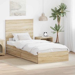 Postel s úložným prostorem se zásuvkou Sonoma dub 75 x 190 cm 3409603