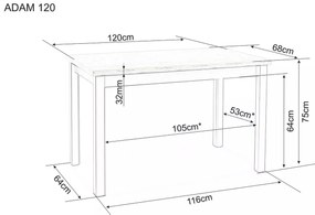 Jídelní stůl Adam 120 cm bílý