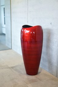 Květináč DELUXE, sklolaminát, výška 81 cm, červeno-černý lesk