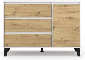Komoda Borg 1d3s bílá / dub artisan