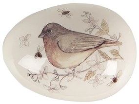 Dekorace keramická miska s ptáčkem ve tvaru vajíčka - 10*7*7 cm