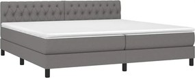 Box spring postel s matrací a LED tmavě šedá 200x200 cm textil 3133422