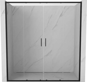 Mexen Exo, 2-křídlé posuvné 200x200 cm, 6mm čiré sklo, černý profil, 8152-200-000-70-00