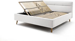 Šedá čalouněná postel Lotte 160x200 s úložným prostorem