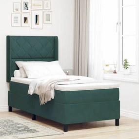 Postel s boxspringem s čelo Tmavě zelená 100 x 200 cm samet 3342053