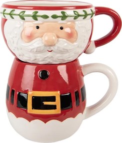 Červený keramický hrnek Santa Claus - 15*12*17 cm / 400 ml / 500 ml