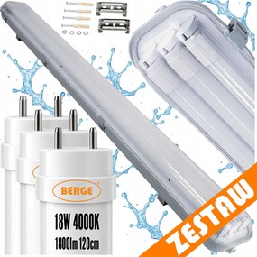 LED hermetické svítidlo 120cm 54W 5400lm 4000K + 3x prémiové LED trubice