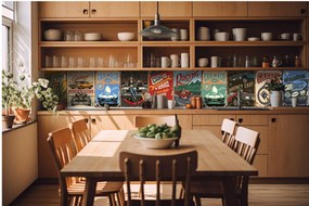 DIMEX | Fototapeta do kuchyně Vintage plakáty KI-420-221 | 420 x 60 cm | vícebarevná
