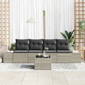 Set pohovek 5 ks Světle šedá polyratan 3346932
