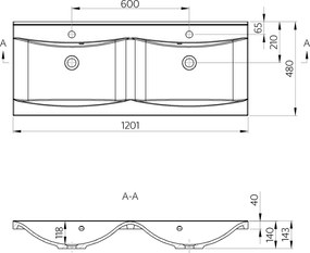 Sapho Luciola 50122 dvojumyvadlo 120 x 50 cm litý mramor