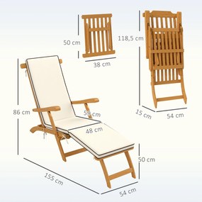 Lehátko dřevěné skládací zahradní lehátko s podnožkou, matrací, lehátkem do nosnosti 160 kg teakové dřevo