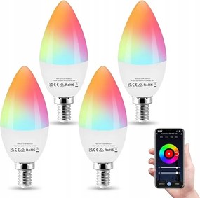 Inteligentní Led žárovka Rgb Wifi Smart E14 5,5W Sada 4 Kusů