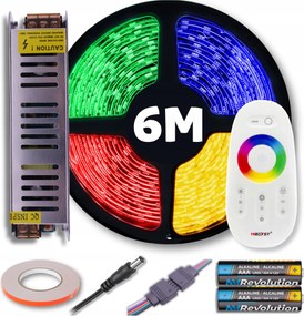 Set Led pásek Rgb barevný teplý bílý s dálkovým ovládáním a napájecím zdrojem 6M 12V