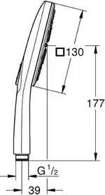 Grohe - Sprchová hlavice 130 9,5 l/min, 3 proudy, Hard Graphite