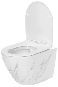 Závěsná WC mísa s prkénkem Carlos Slim bílý mramor