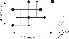 Nástěnný kovový věšák Fatara 112 cm černý