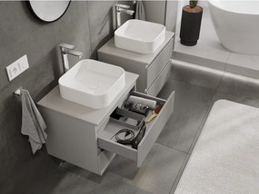Mexen Rivel, koupelnová skříňka 60 cm s pracovní deskou, 2 zásuvky, drážkovaná, matná šedá, 91A20-06047-2-BFFC62