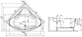 Scansani Wivea akrylátová vana Délka vany: 140cm