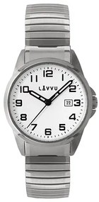 Pružné přehledné hodinky LAVVU STOCKHOLM Big White LWM0020 s natahovacím páskem