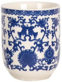 Porcelánový kalíšek na čaj s modrými ornamenty- 6x8 cm / 0,1L – 100 ml