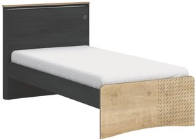 Studentská postel 100x200cm s USB Sirius - dub černý/dub zlatý