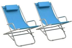 Skládací židle Memphis - 2 ks - ocelový rám | modré