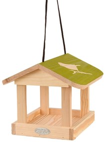 Závěsné krmítko pro ptáky Elisa, 19,5x24x24 cm, dřevo, hnědá/zelená